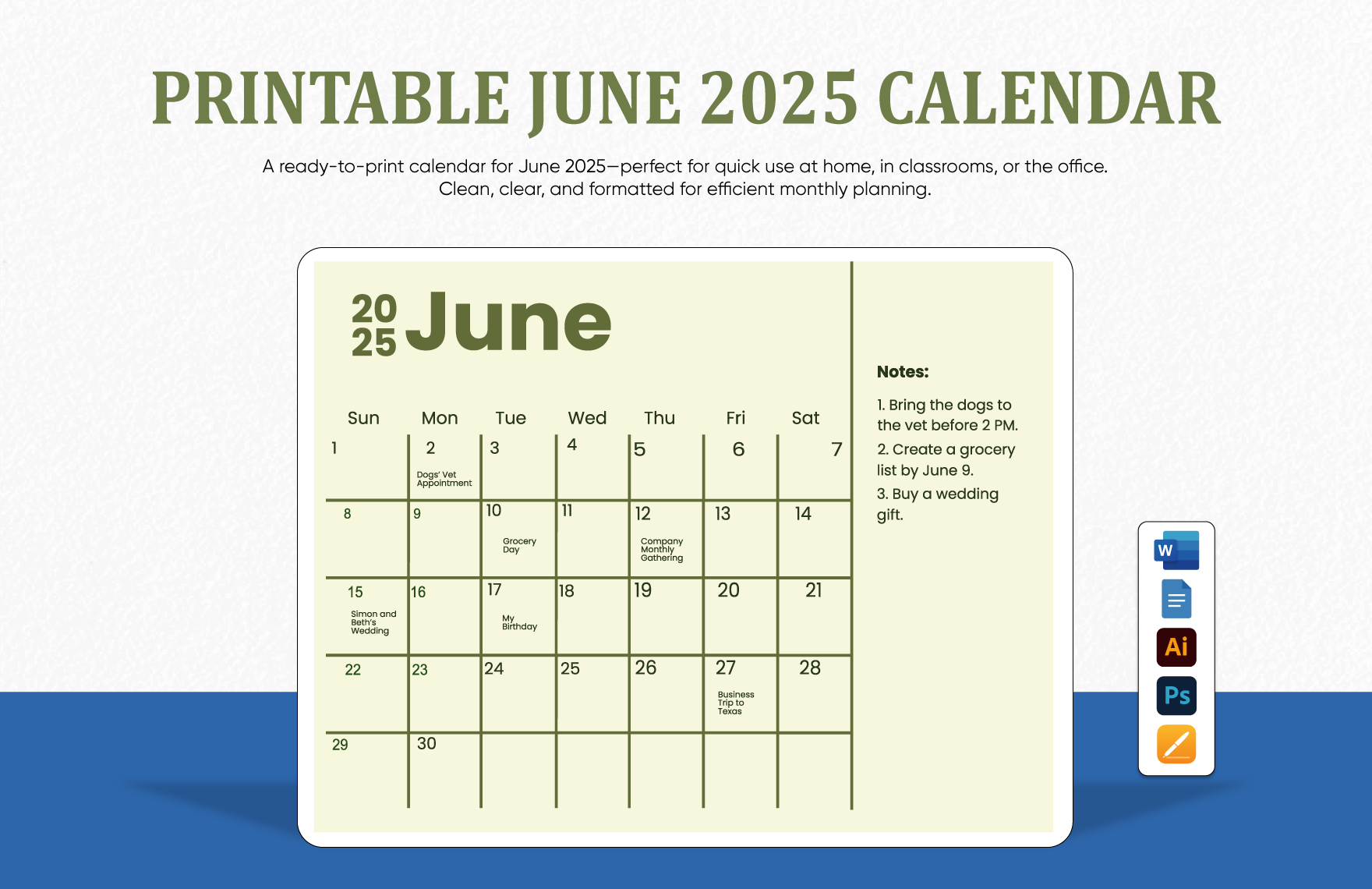 2025 Printable Calendar Word - Calendar 2025 Printable